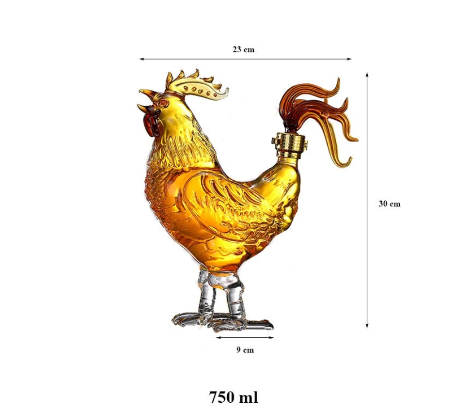 Handmade Chicken Rooster Animal Whiskey Decanter. 750ML – Raise The Bar Lux